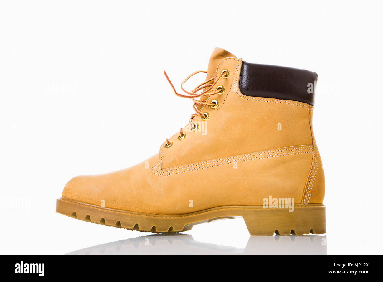 One tan work boot Stock Photo - Alamy