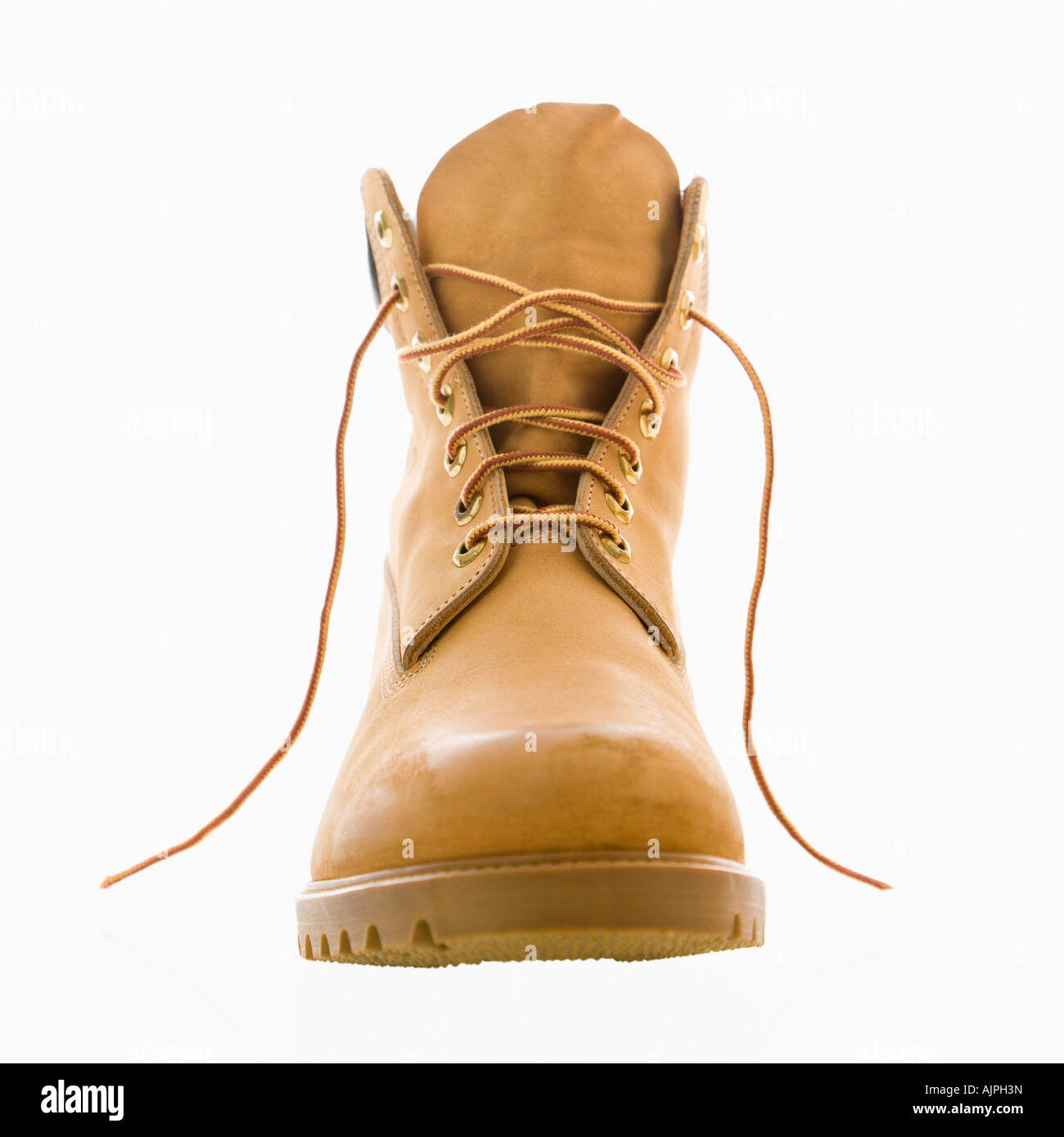 One tan construction boot Stock Photo - Alamy