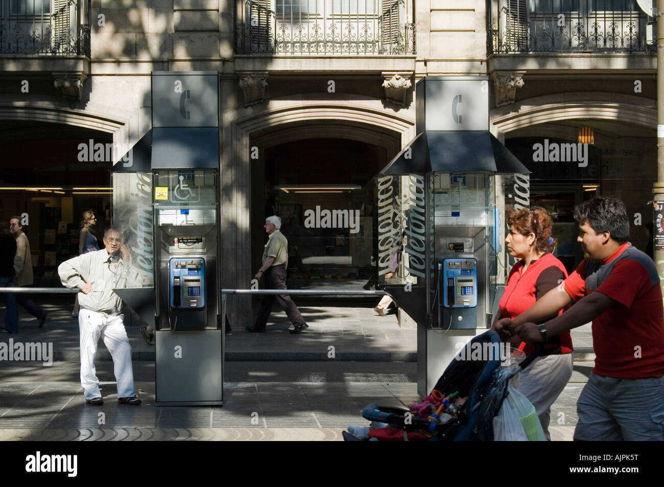 Phonebox in Las Ramblas. Barcelona Stock Photo - Alamy