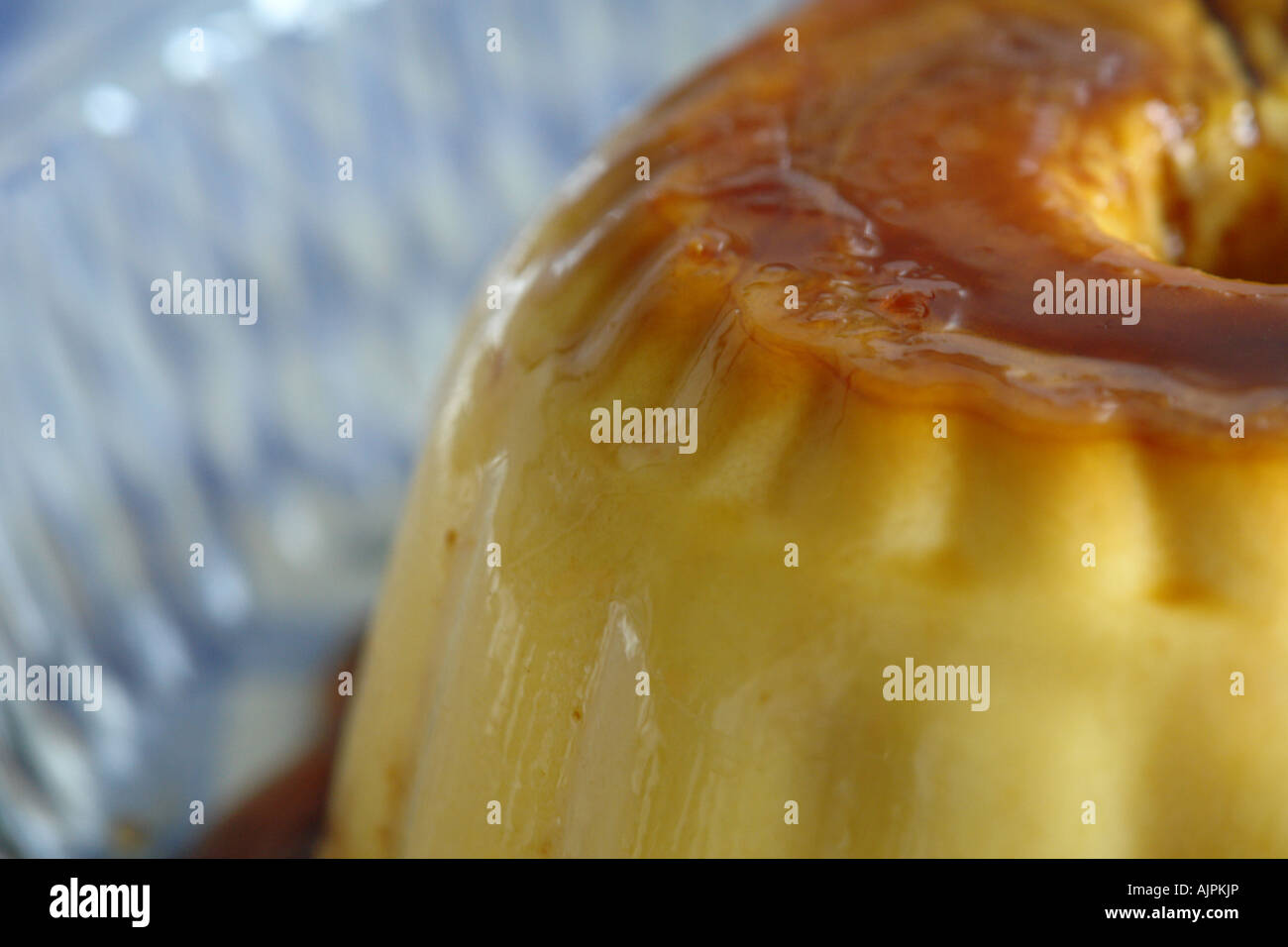 Close-up of a flan pudding Stock Photo - Alamy