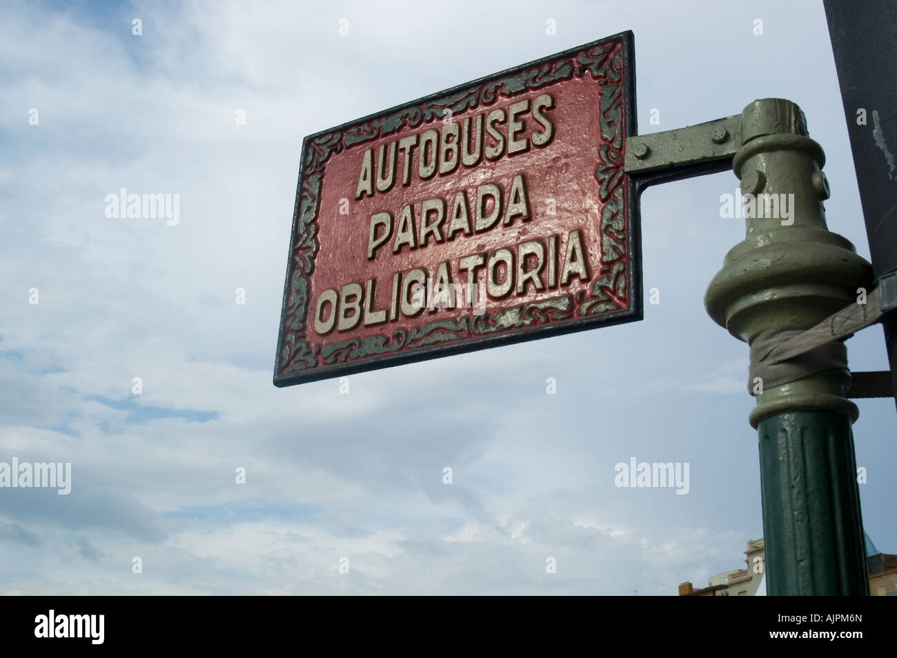 Vintage Bus Stop flag Stock Photo - Alamy