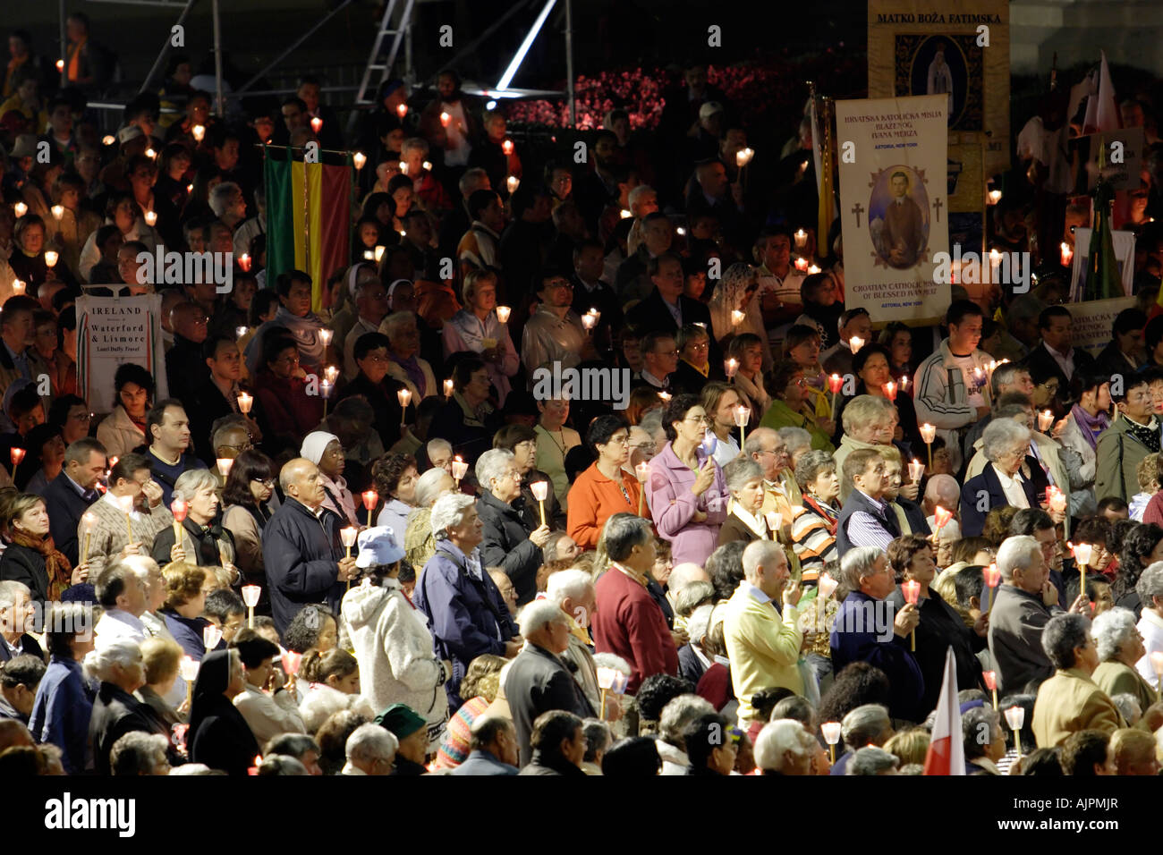 Fatima Pilgrims at Night Vigil Stock Photo - Alamy