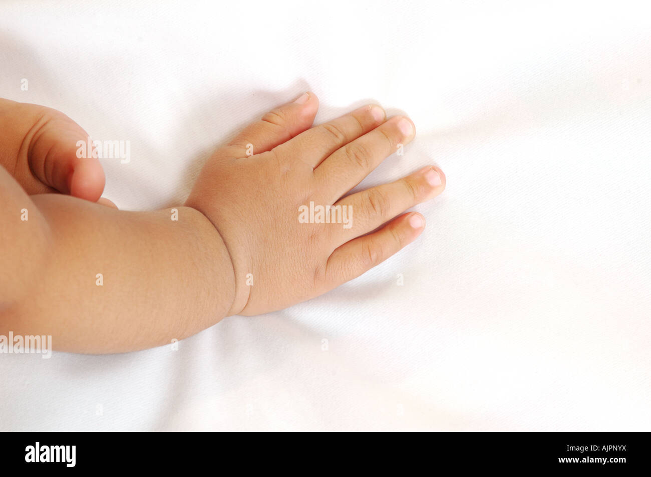 Partial view of a baby's hands Stock Photo - Alamy