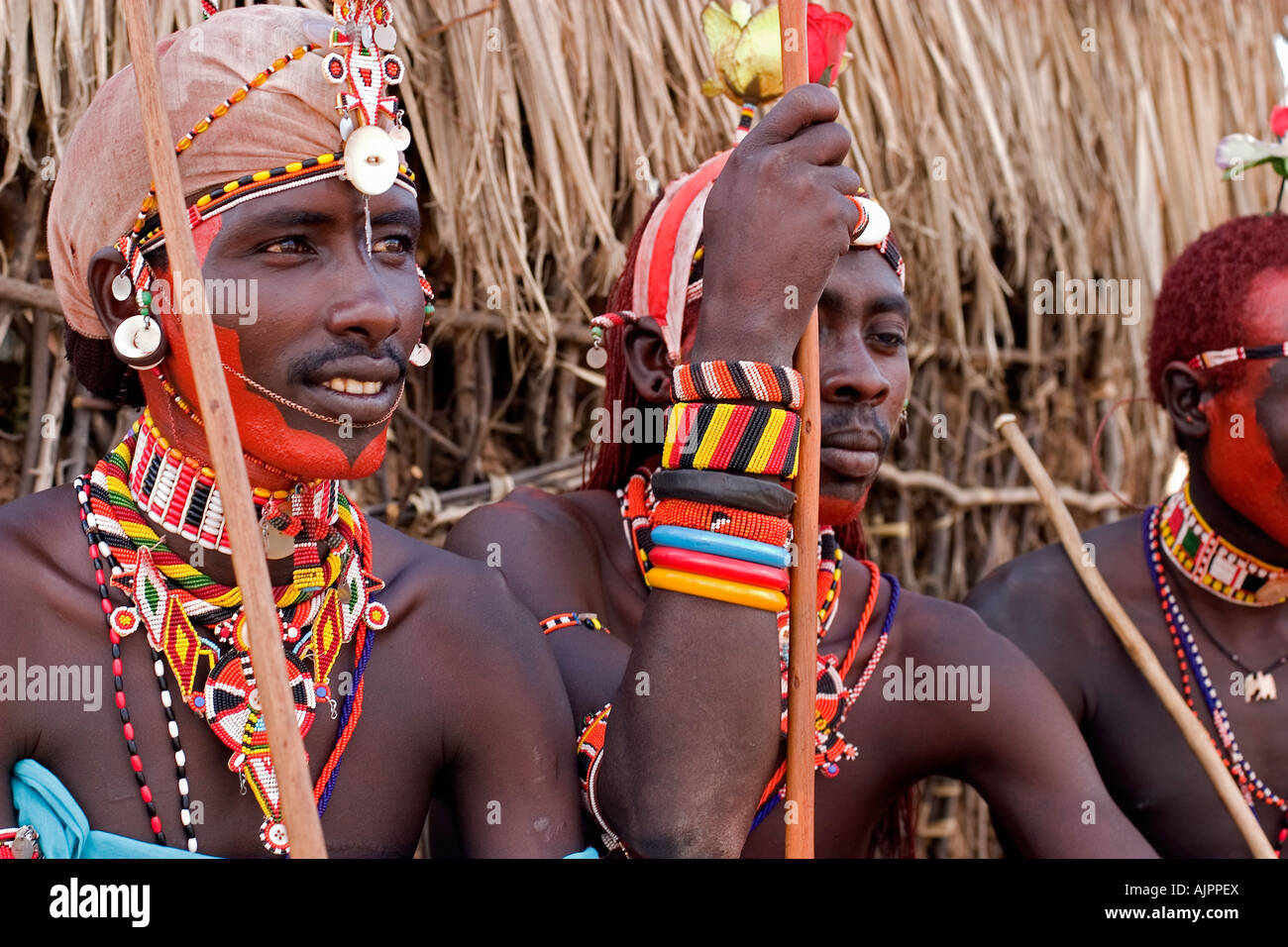 Samburu man in traditional decoration and clothing Stock Photo - Alamy