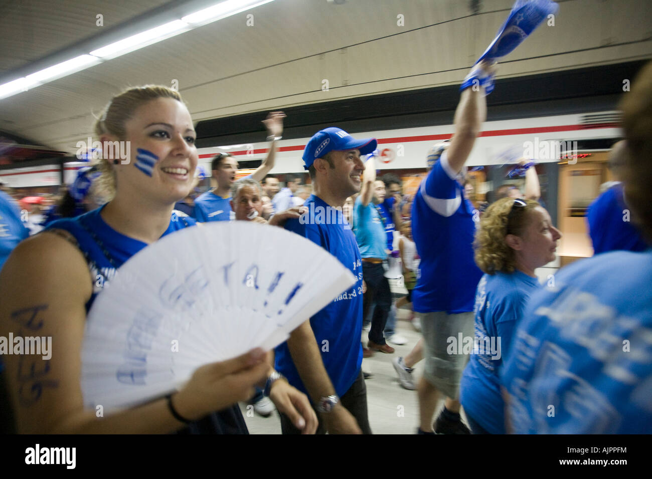Getafe CF fans going to the Santiago Bernabeu stadium Stock Photo - Alamy