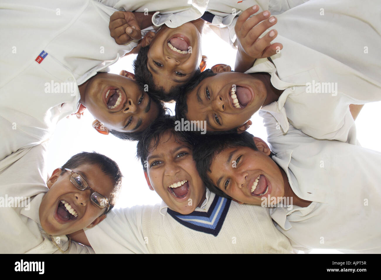 A group of cricketers in a huddle Stock Photo - Alamy