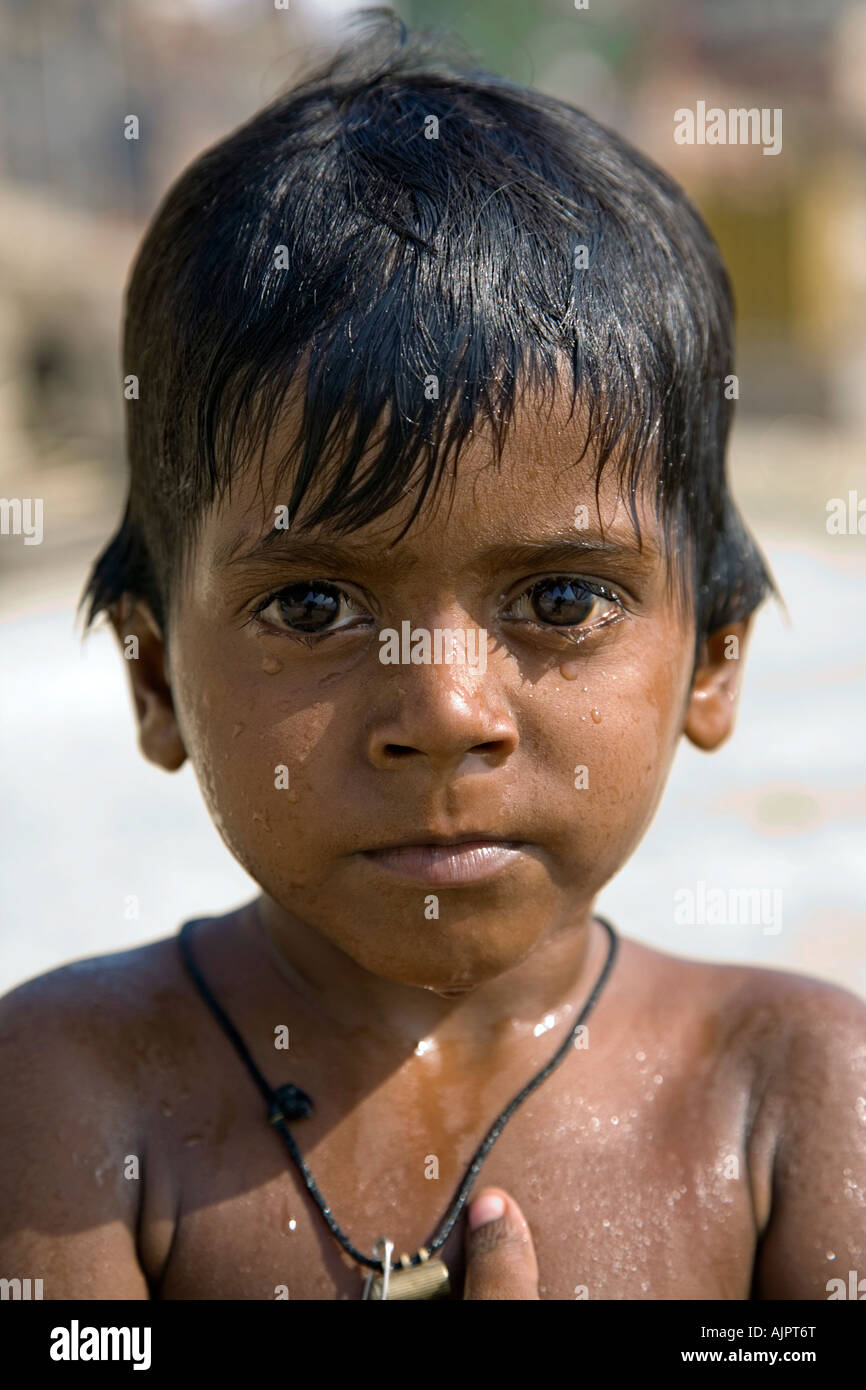 Boy. Assi Ghat. Ganges river. Varanasi. India Stock Photo - Alamy