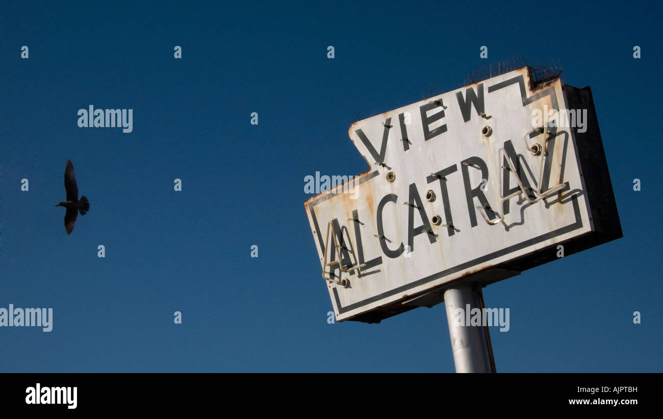 View of Alcatraz sign San Francisco USA 2007 Stock Photo - Alamy