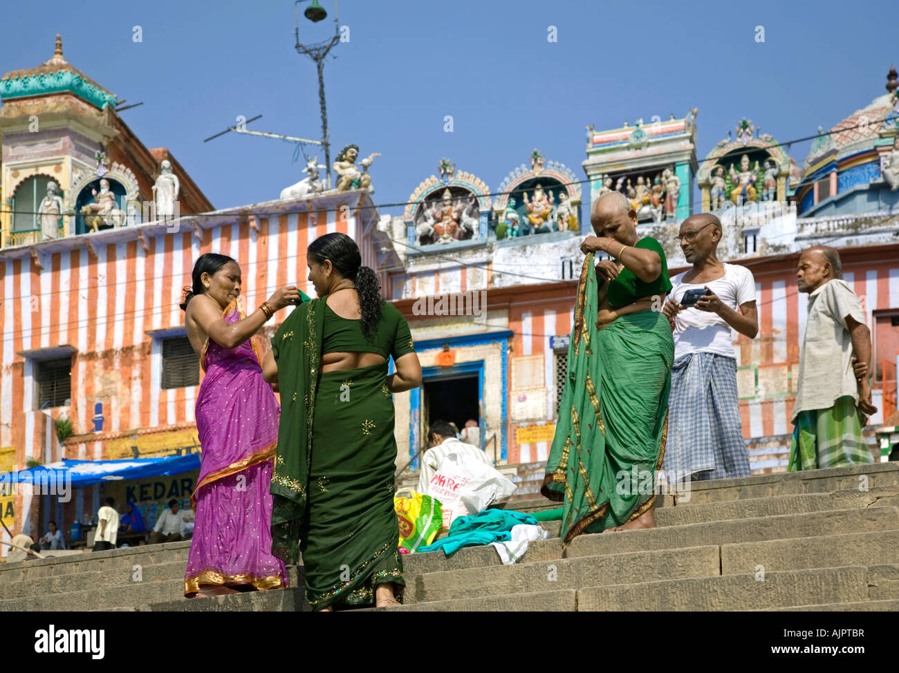 Kedar Ghat. Ganges river. Varanasi. India Stock Photo - Alamy