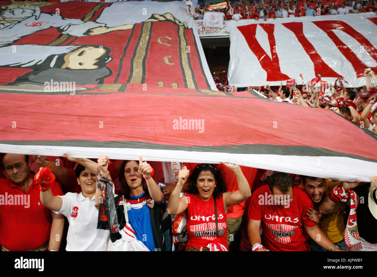 Sevilla football flags hi-res stock photography and images - Alamy
