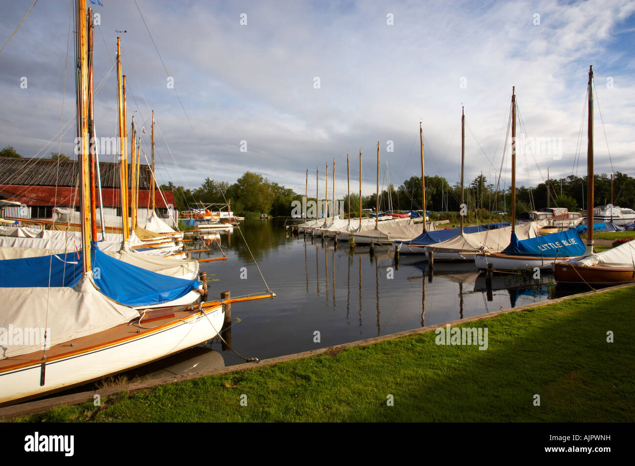 A view of the boatyards at Barton Turf on the norfolk Broads Stock ...