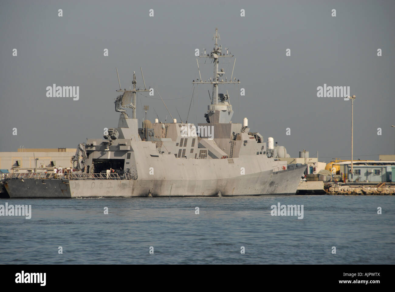 Sa'ar 5 class missile сorvette of the Israeli Navy anchored in the Port ...