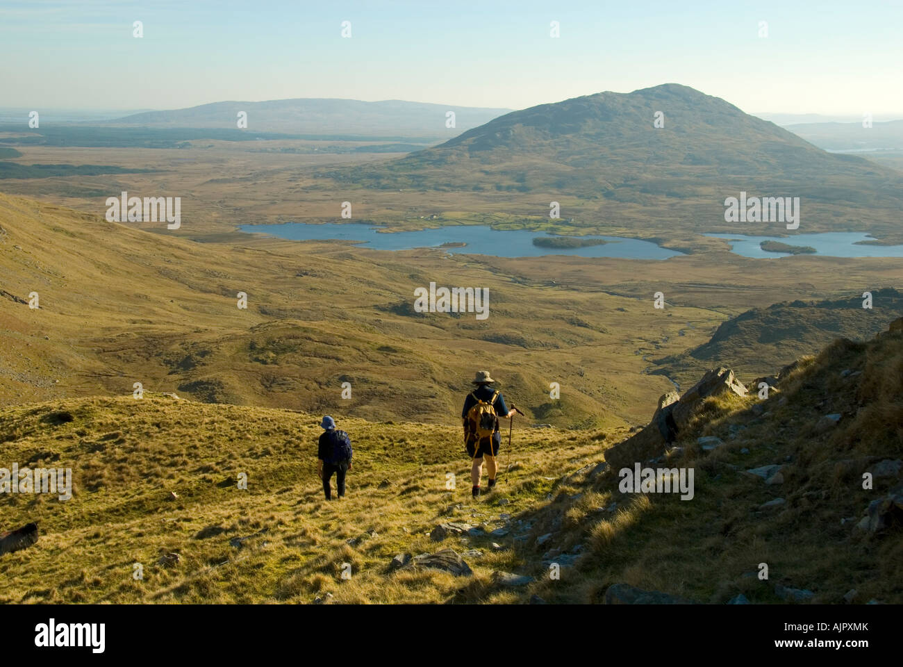 Lissoughter hill and Lehanagh Lough, Connemara, from the Maumturks ...