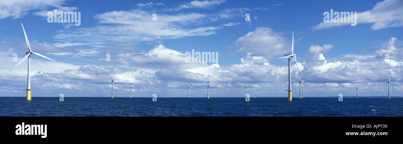 Some of the 30 turbines that make up North Hoyle off shore wind farm ...