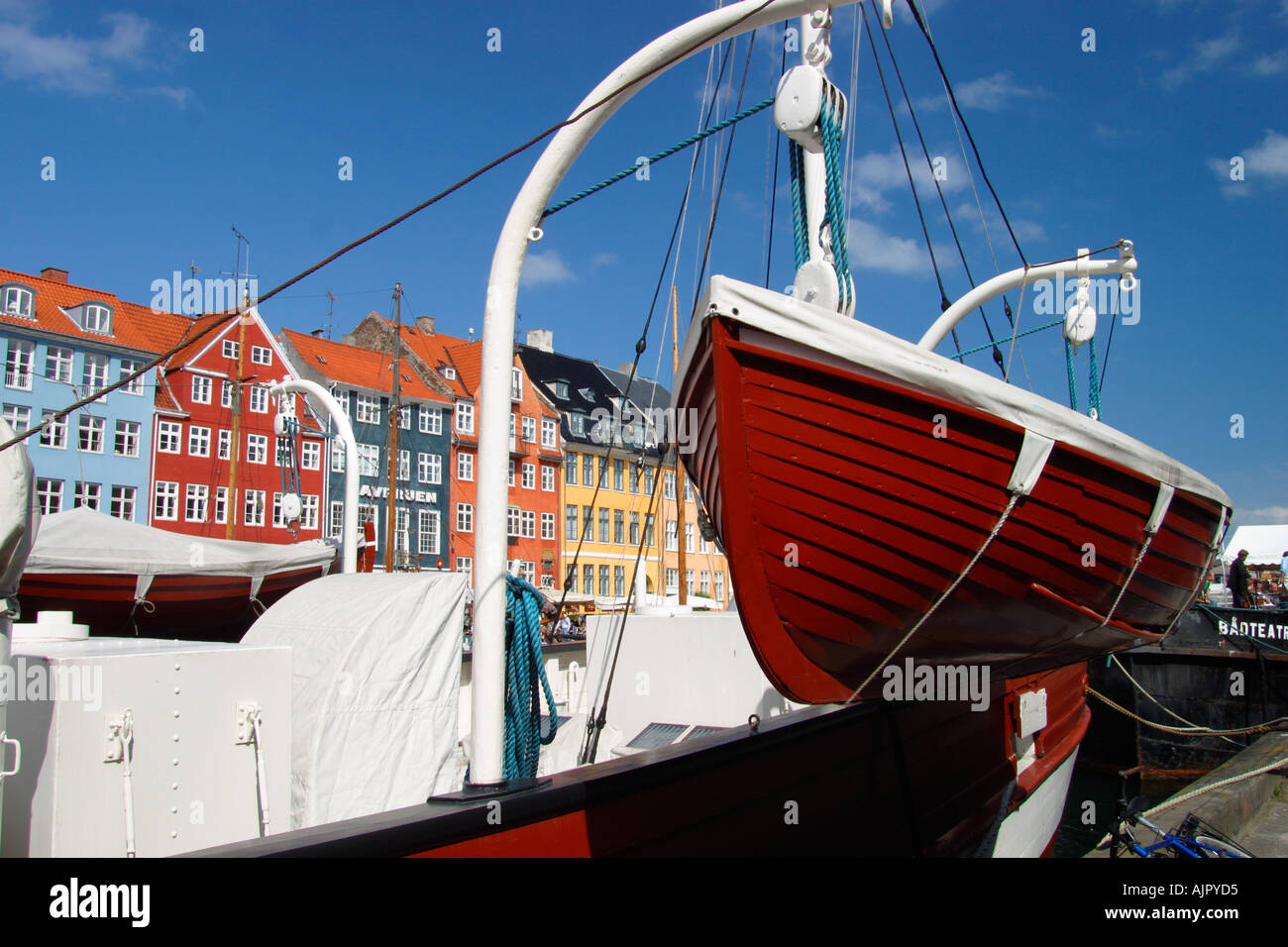 Red boat Nyhavn Copenhagen Denmark Stock Photo - Alamy