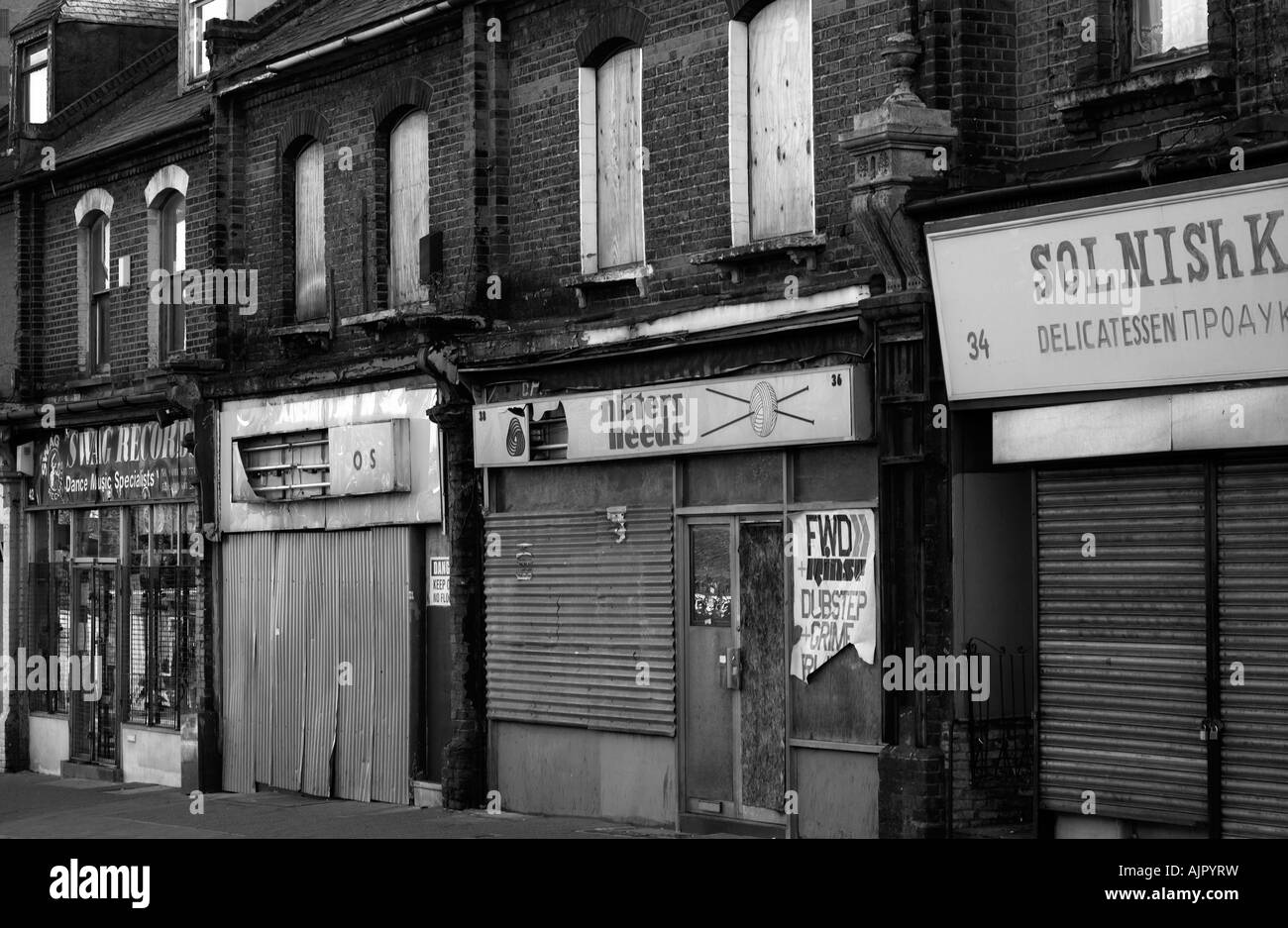 Row of shops Black and White Stock Photos & Images - Alamy