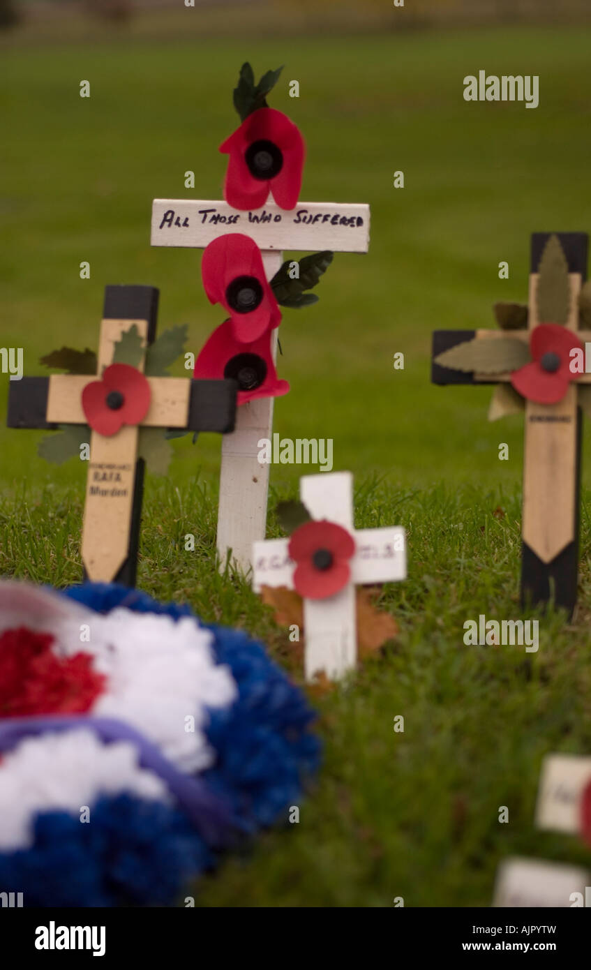 Remembrance crosses and wreaths Stock Photo - Alamy