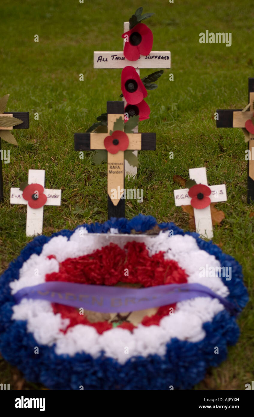 Remembrance crosses and wreaths Stock Photo - Alamy