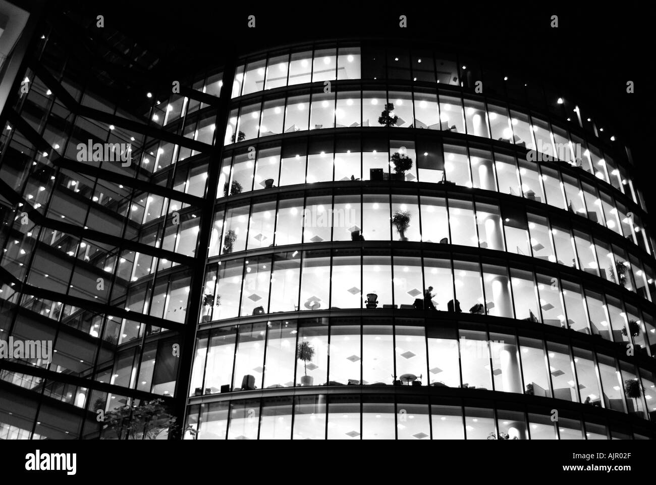 More Riverside buildings at night London Stock Photo - Alamy