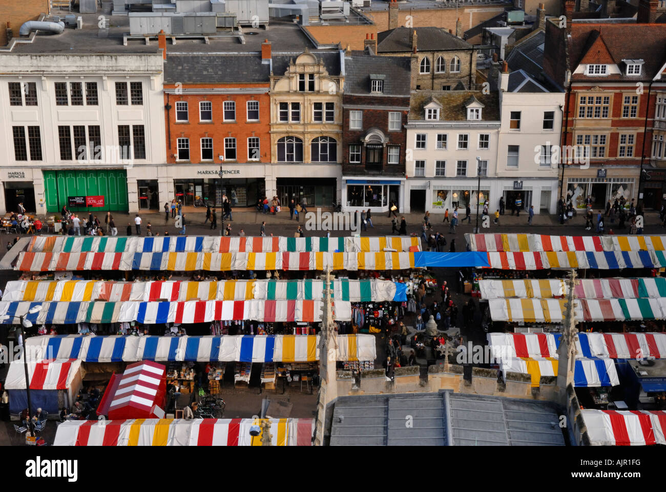 Cambridge Market Square from Great St Marys Church Tower, Cambridge ...