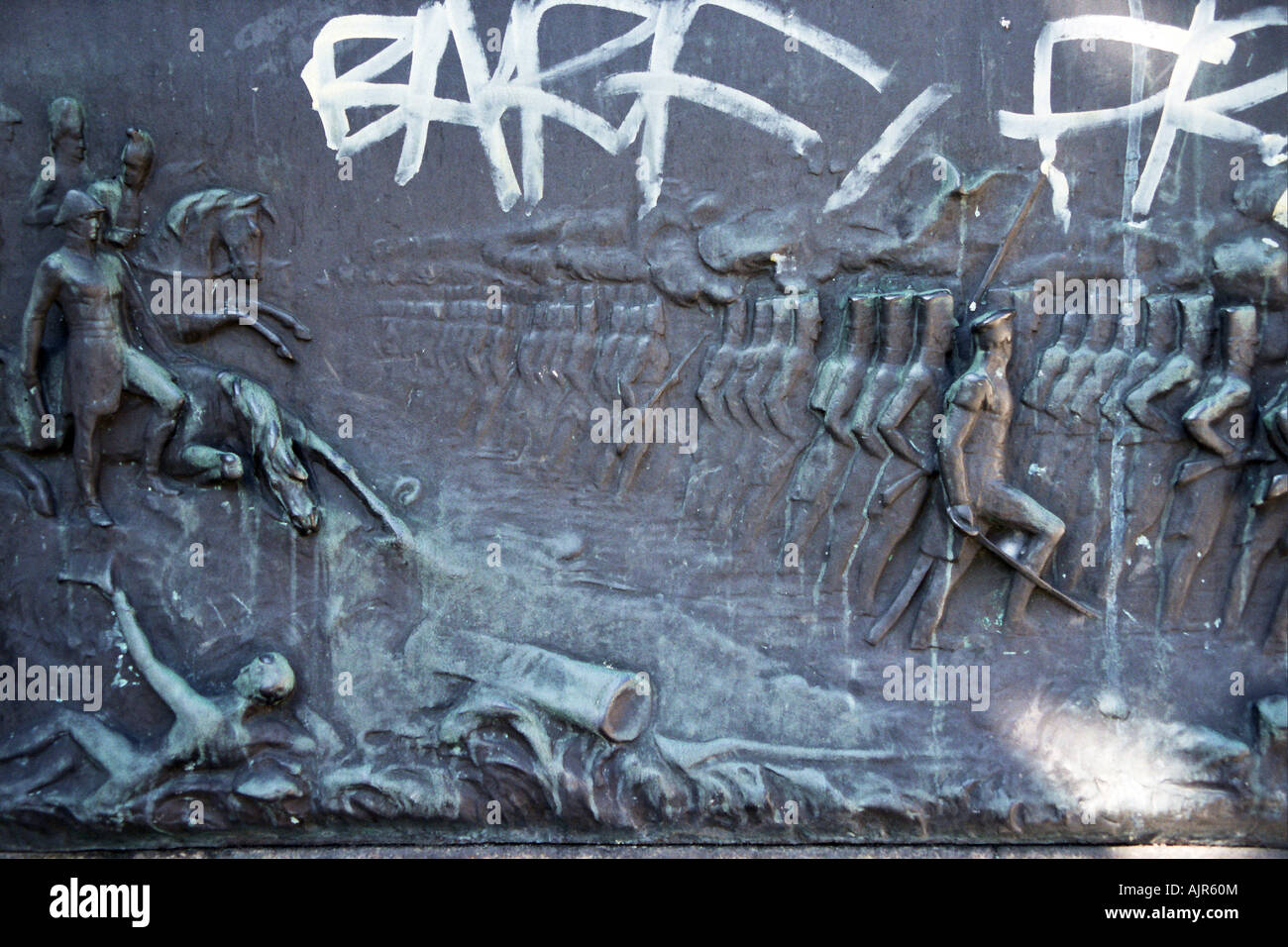 barf graffiti on statue icon relief Stock Photo - Alamy