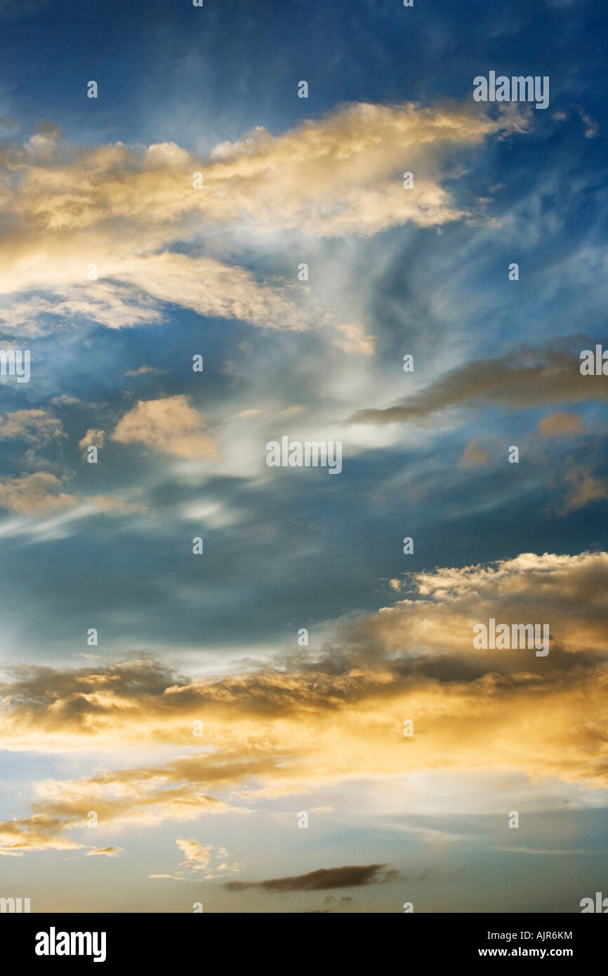 Sunset storm clouds in India. Indian cloudy sky in the evening sunlight ...