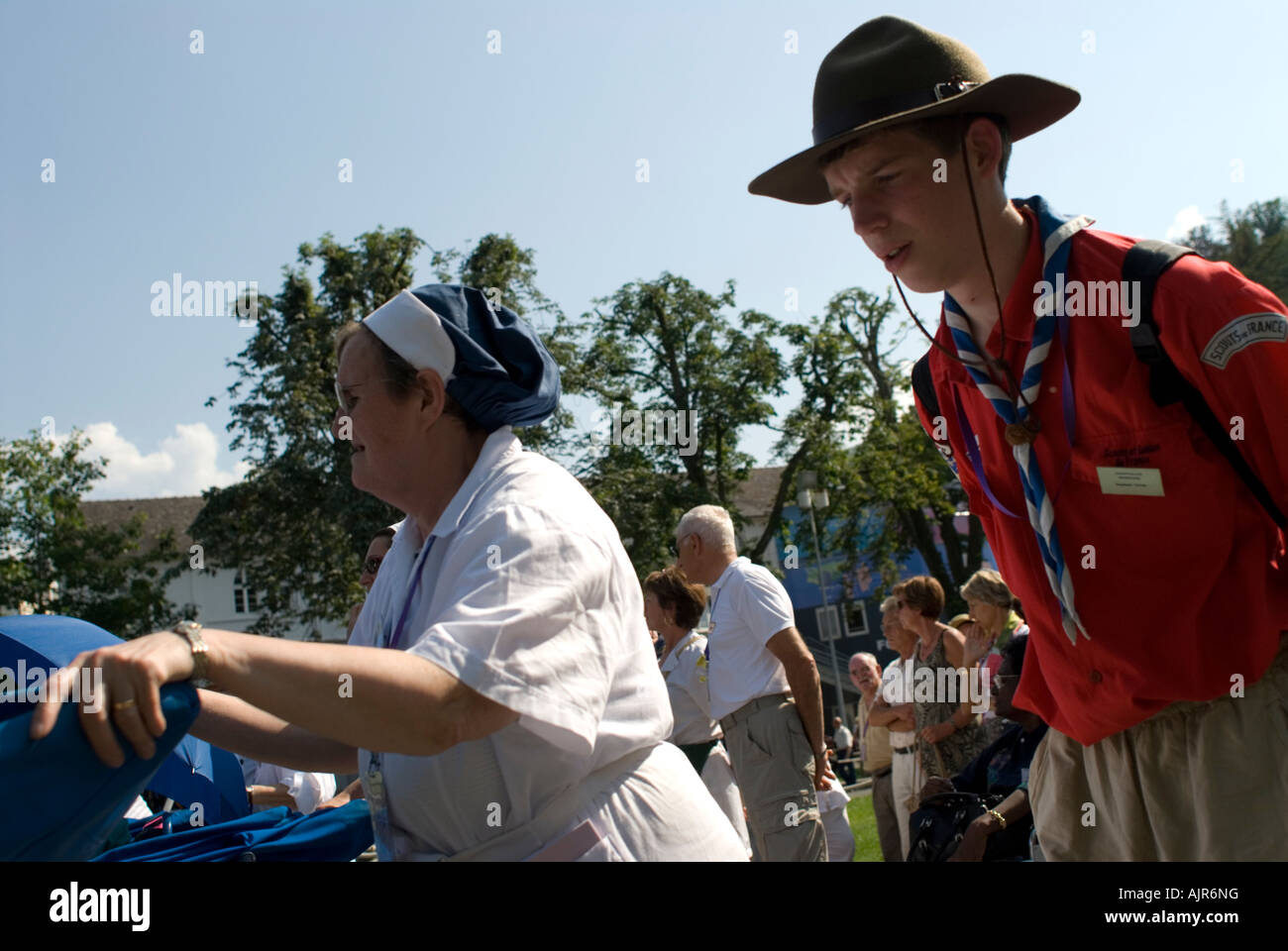 Pilgrims and scouts Stock Photo - Alamy