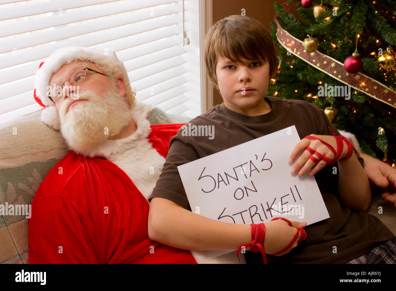 Santa on strike Stock Photo - Alamy