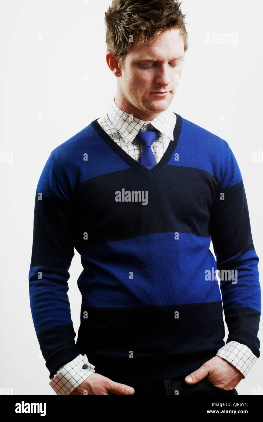 Front view of a man looking down Stock Photo - Alamy