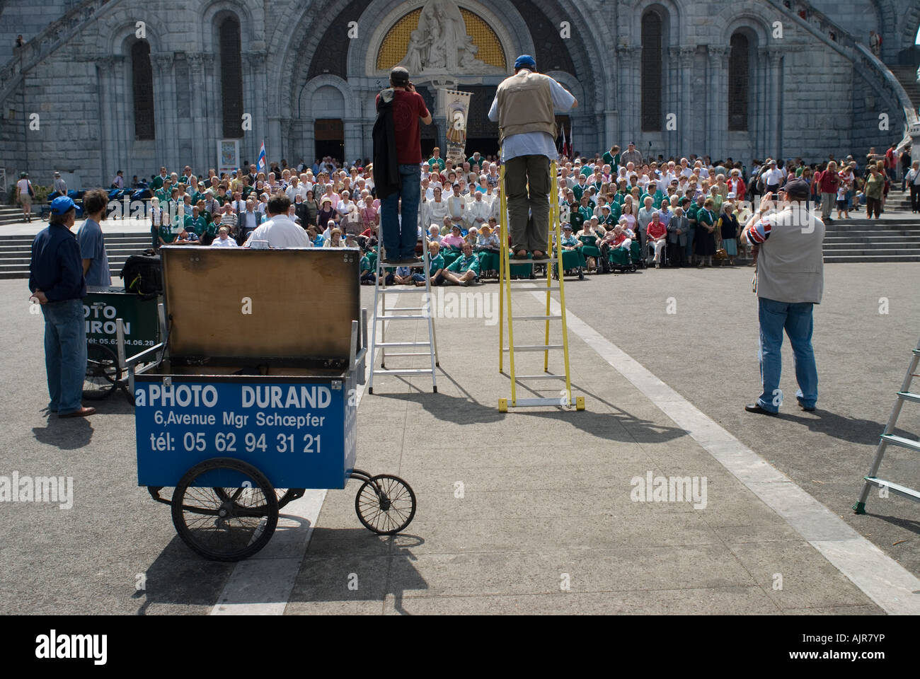 Taking group photo of pilgrims/ scouts in front of of basilica of the ...