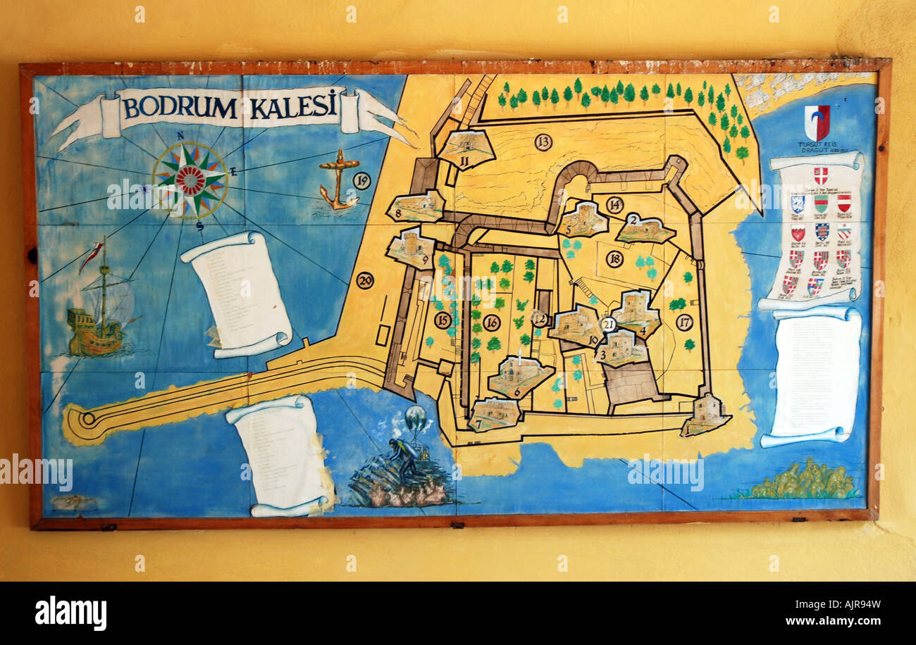 Map of Bodrum Castle Stock Photo - Alamy