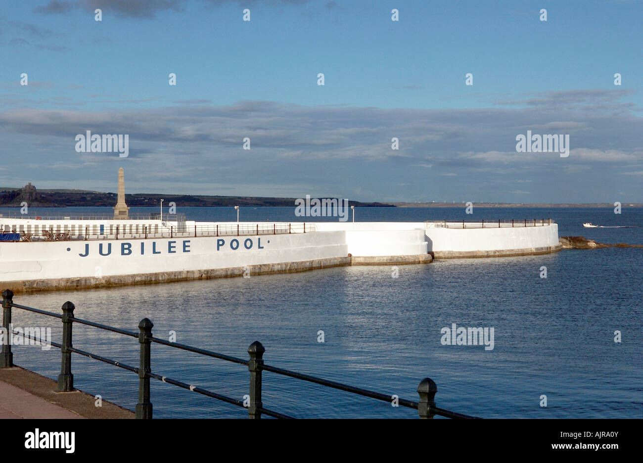The Jubilee Pool lido seen in the early evening at Penzance in Cornwall ...