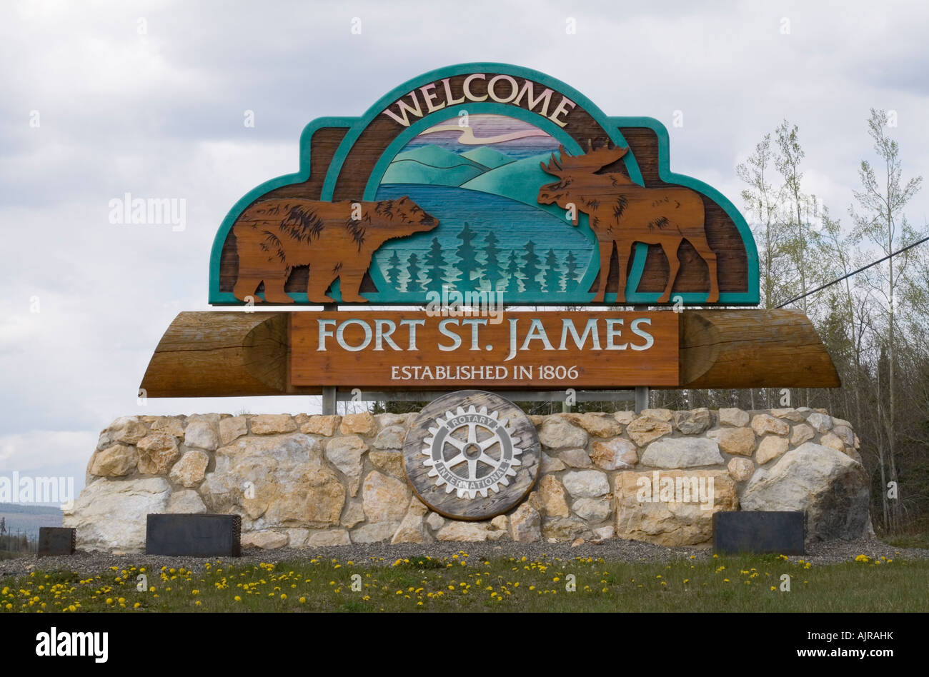 Welcome sign at Fort St James Stock Photo - Alamy
