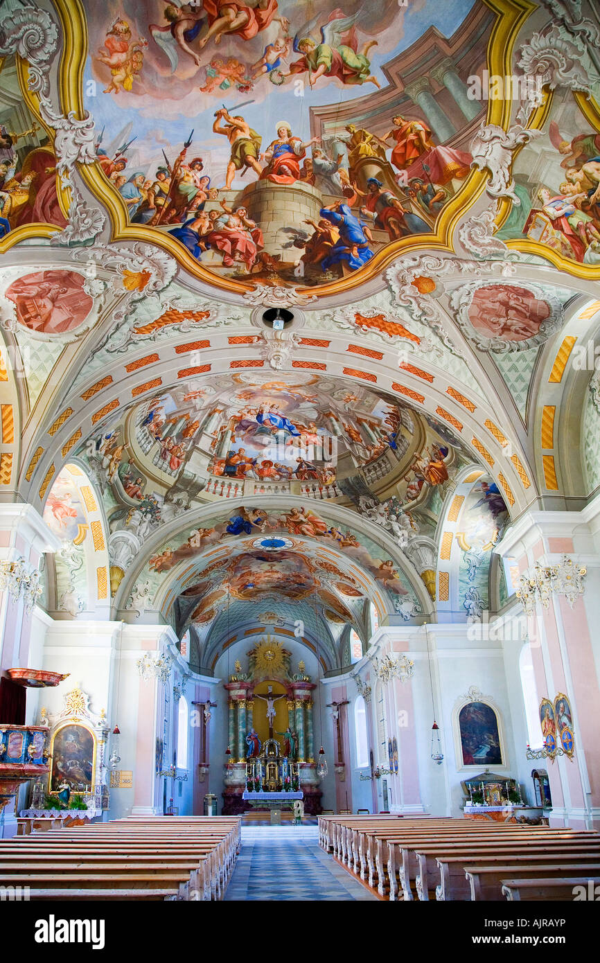 Rococo interior of the Pfrarrkirche, Telfes, Austria Stock Photo - Alamy
