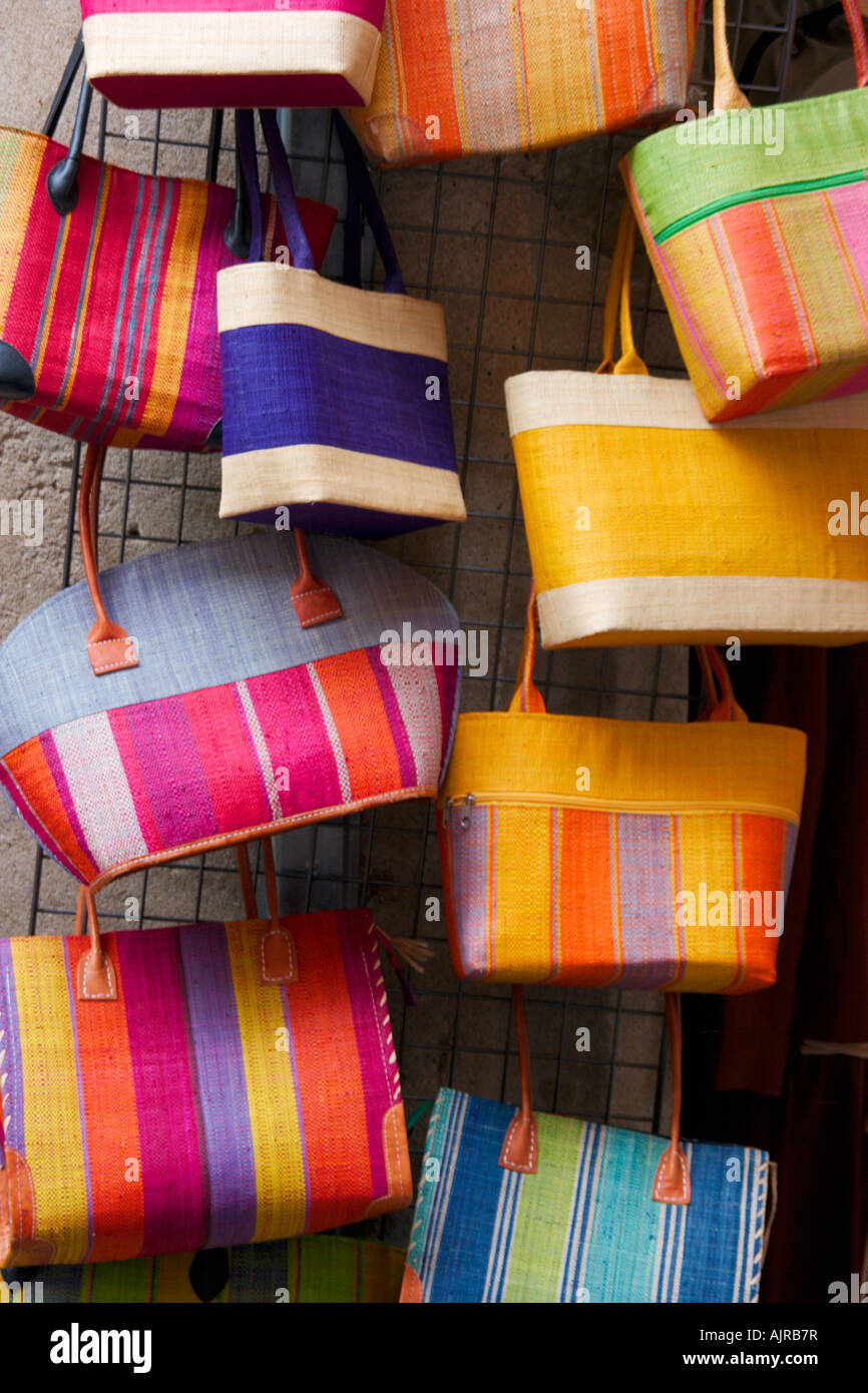 Colourful bright canvas handbags Stock Photo - Alamy