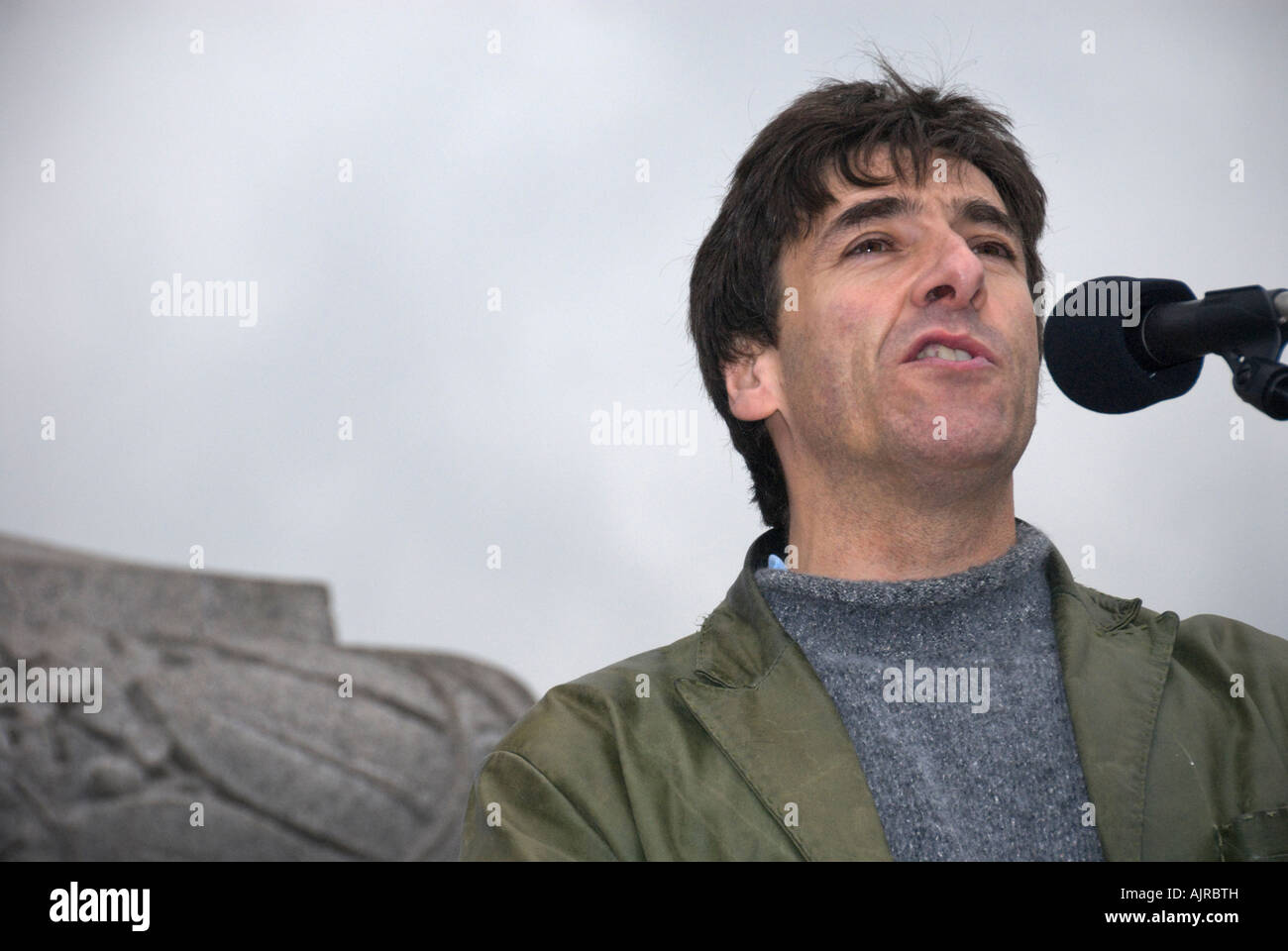 Mark Steel, comedian, speaks at Trafalgar Square rally to bring troops ...