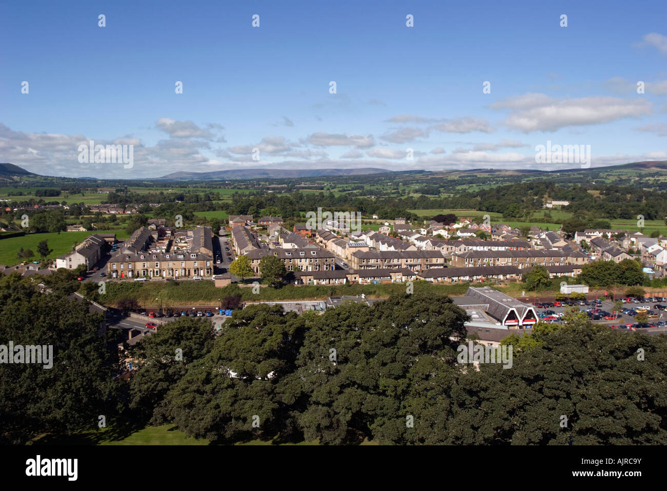 Part of Clitheroe town viewed from the Castle Stock Photo - Alamy