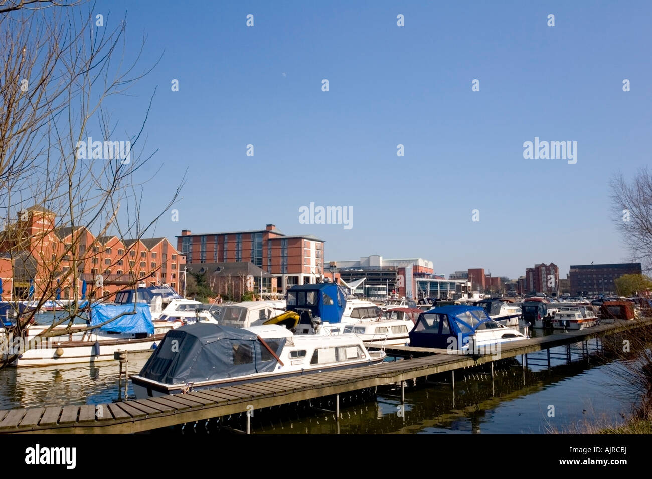 Boats moored in Brayford Pool Marina Lincoln, Lincolnshire, England ...