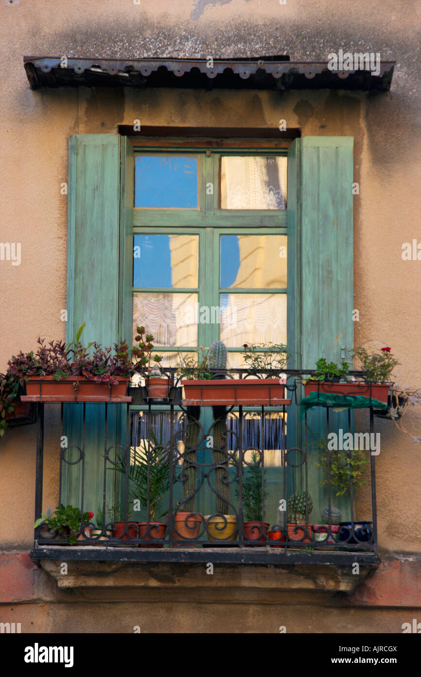 Typical French window with balcony Stock Photo - Alamy