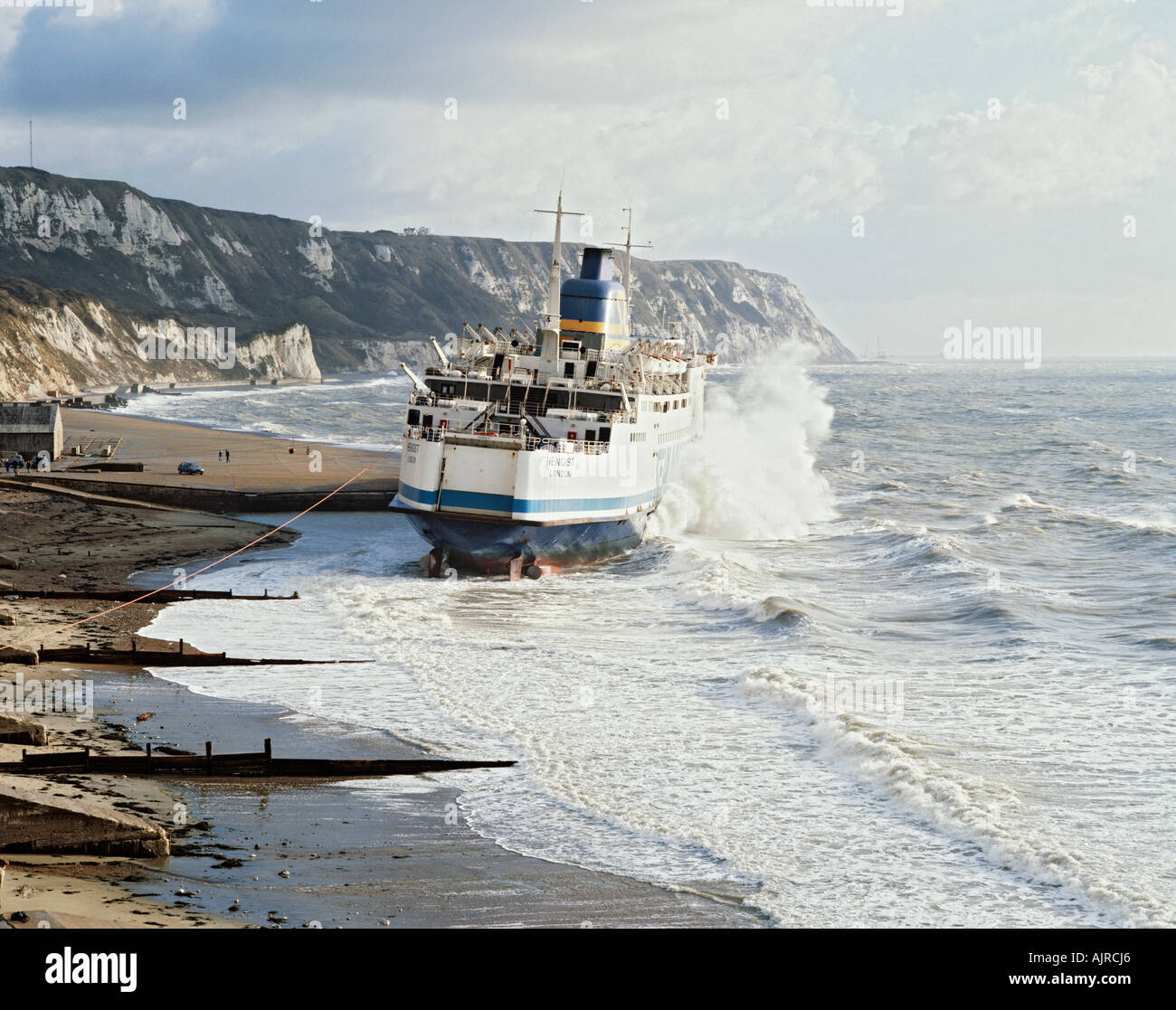 NATURE STORM CROSS CHANNEL FERRY AGROUND AT FOLKESTONE Stock Photo - Alamy
