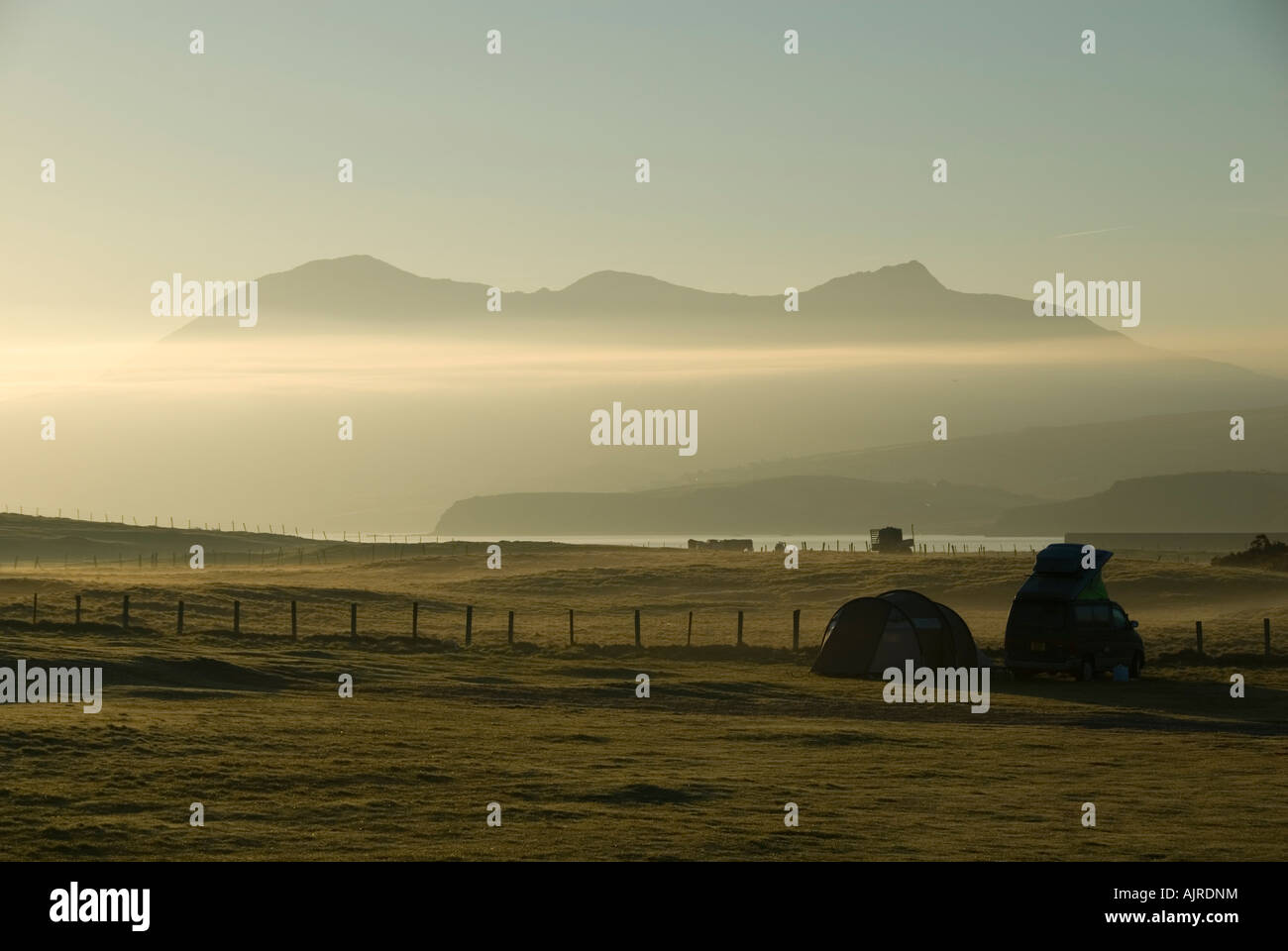 Morning mist on the Benchoona - Doughruagh hills, from Renvyle beach ...