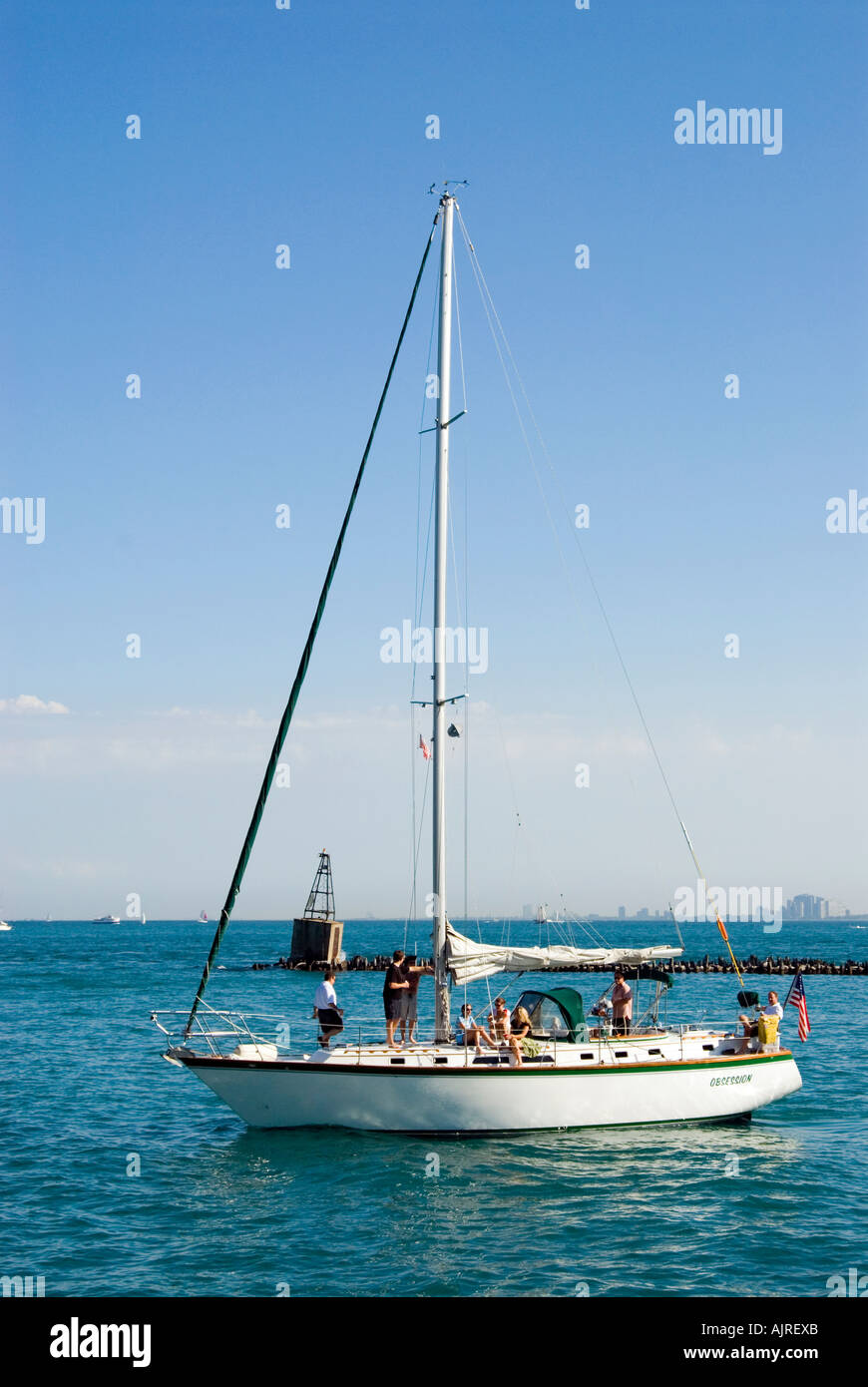 Sailboat with sails down hi-res stock photography and images - Alamy