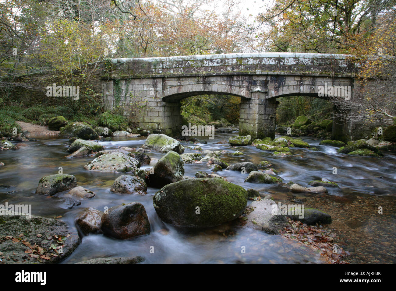 Shaugh Bridge at the confluence of rivers Plym and Meavy, near Shaugh ...