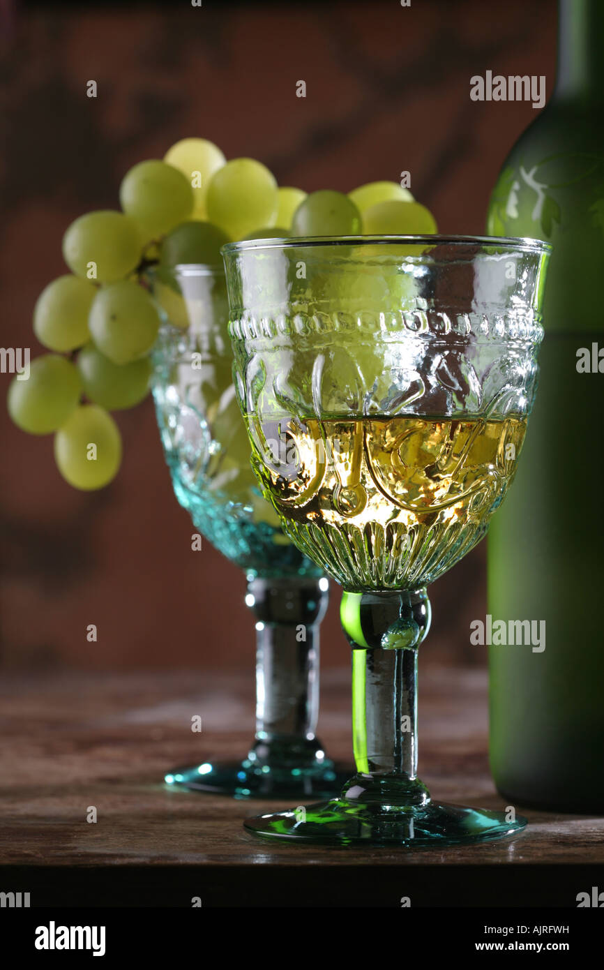 Still life with Two Goblets and Grape Medieval Style Stock Photo - Alamy