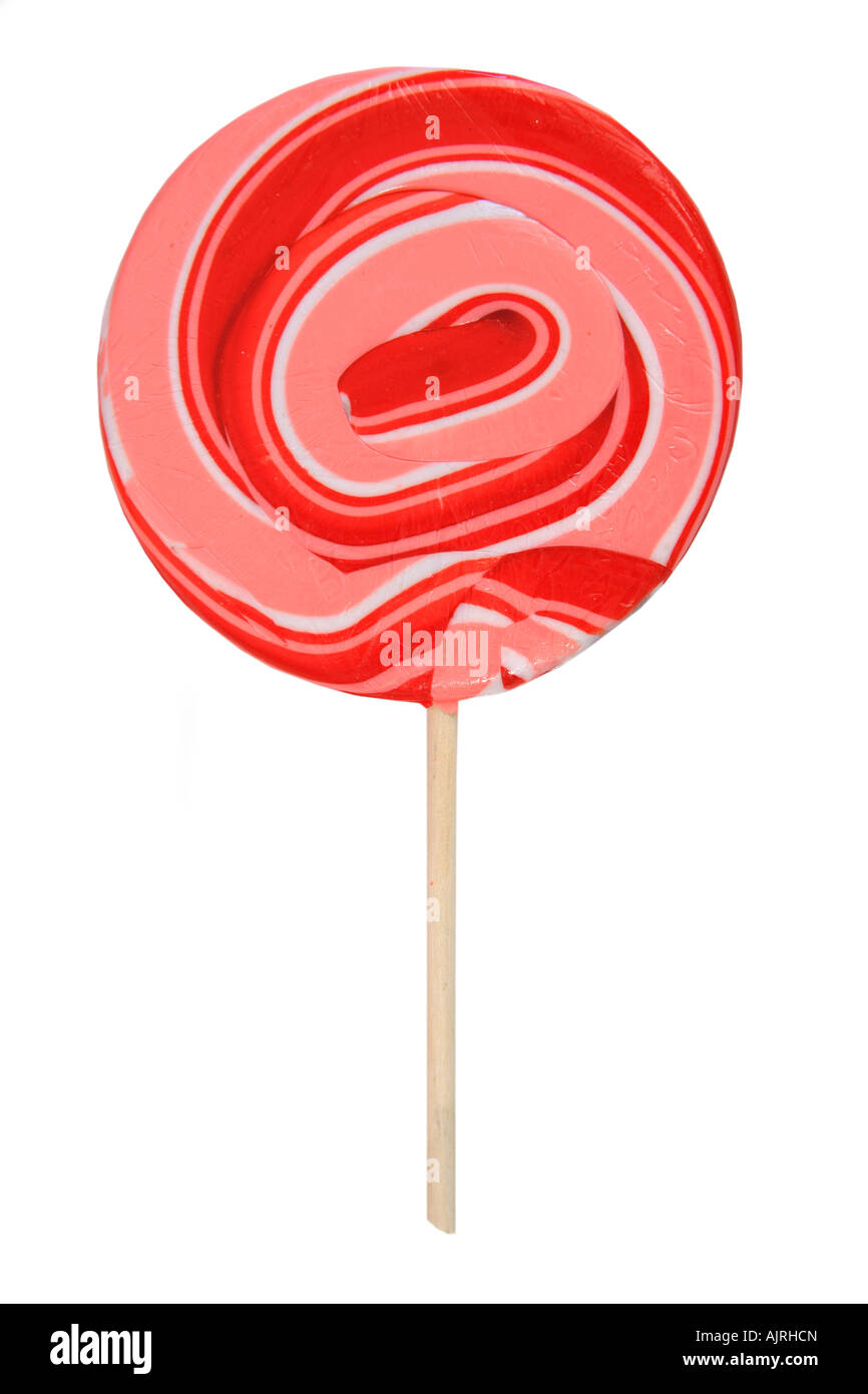 Big red and pink lollipop sucker isolated on white background Stock ...