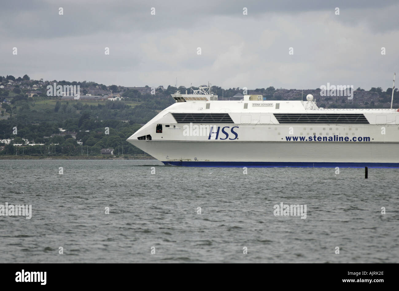 HSS Stena Voyager high speed car ferry in Belfast Lough passing ...