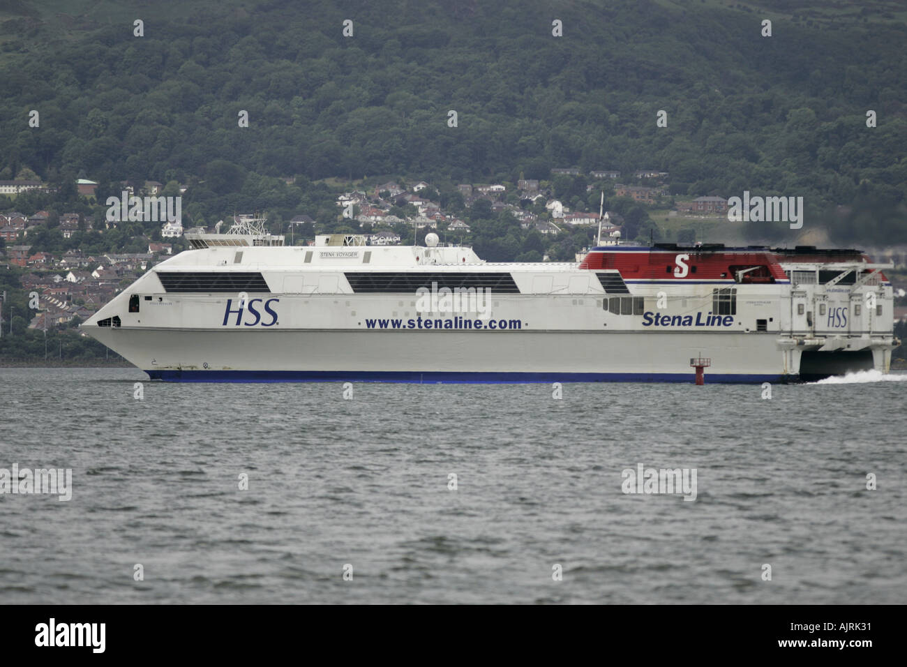 HSS Stena Voyager high speed car ferry in Belfast Lough passing ...