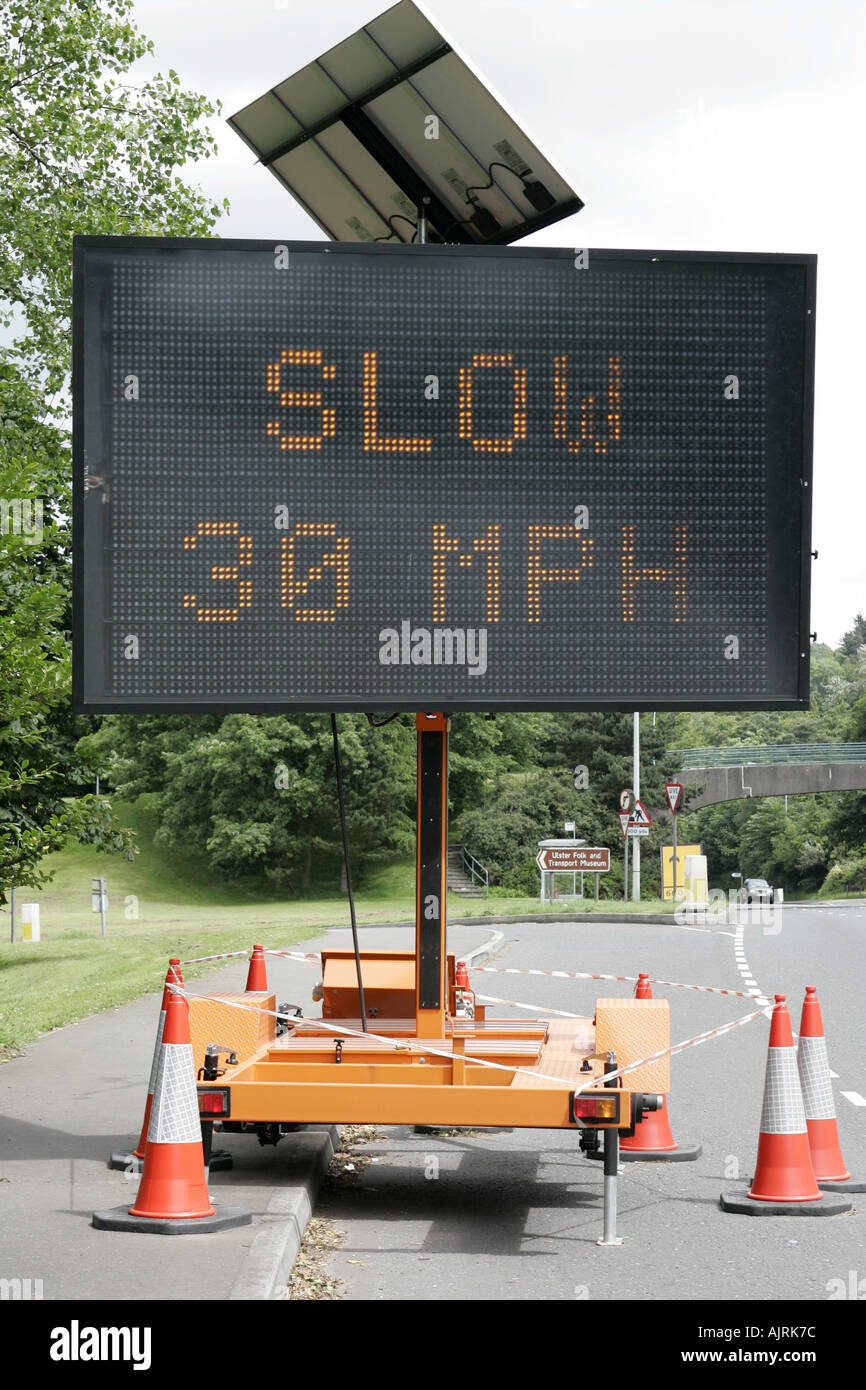 Slow 30 MPH solar powered road sign A2 bangor road northern ireland ...