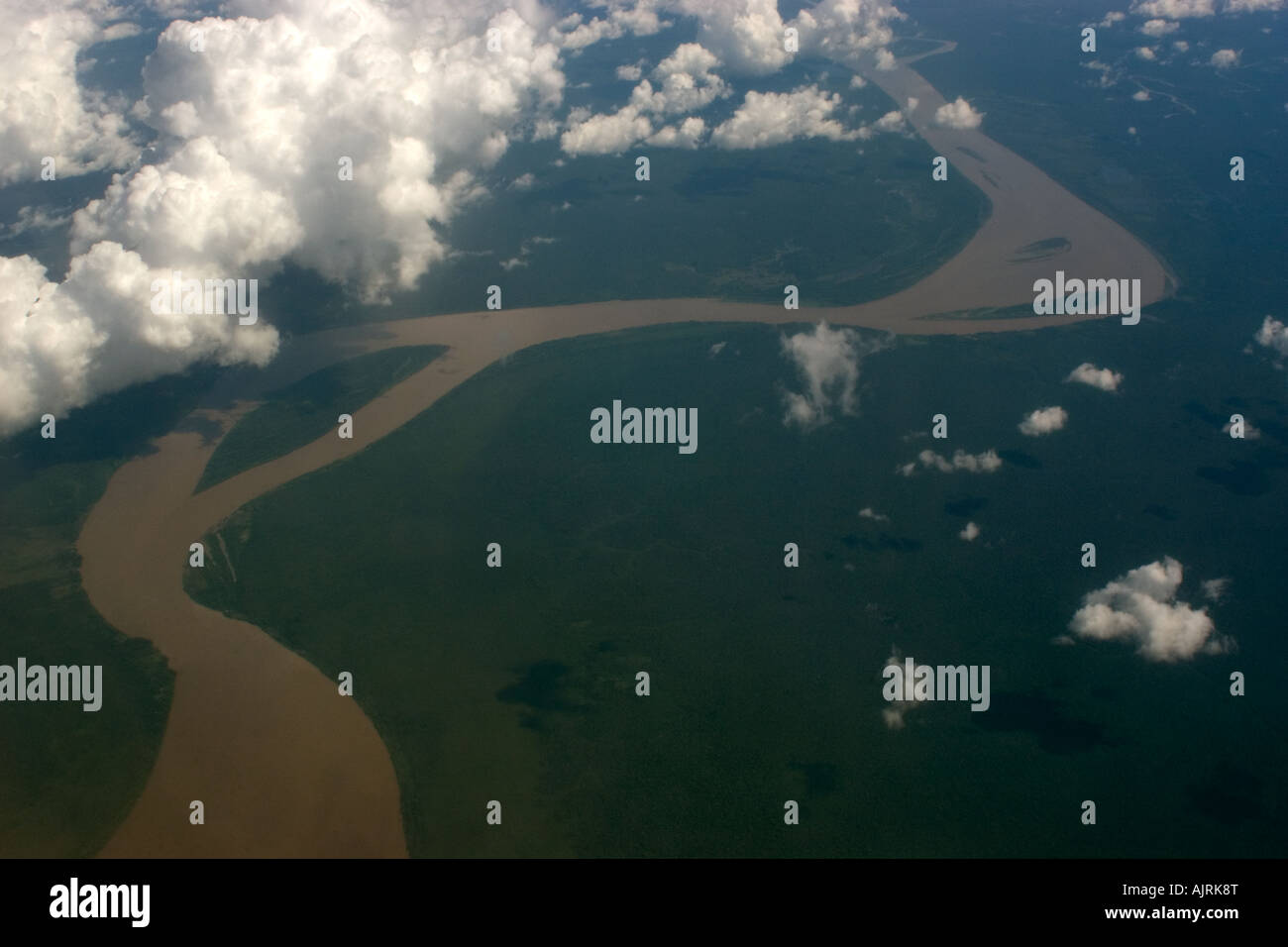 Flooded tropical rain forest aerial view Amazonas Brazil Stock Photo ...