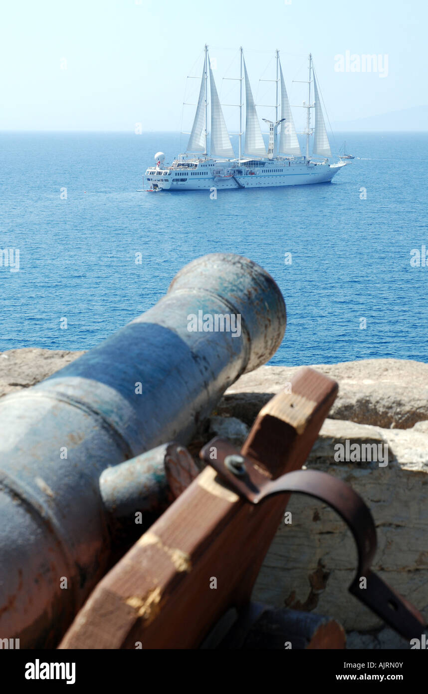 Bodrum in Turkey, Wind Star Cruise Ship sailing at Mediterranean sea ...